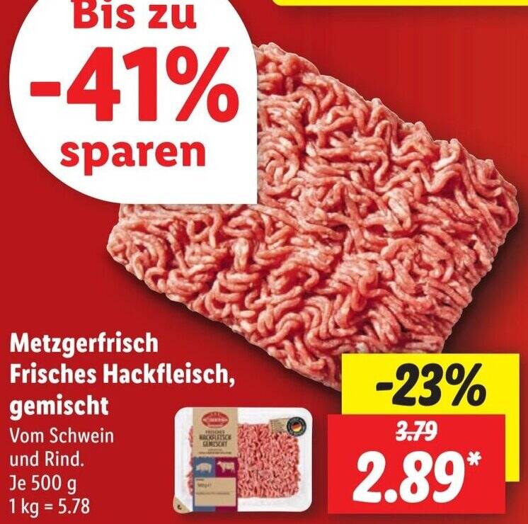 Metzgerfrisch Frisches Hackfleisch, gemischt 500 g Angebot bei Lidl
