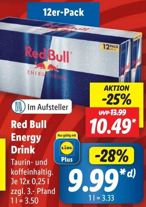 Red Bull Energy Drink 12x0,25 L Angebot bei Lidl