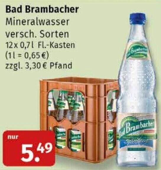 Bad Brambacher Mineralwasser 12x0,7 L-Fl. Kasten Angebot bei Markgrafen