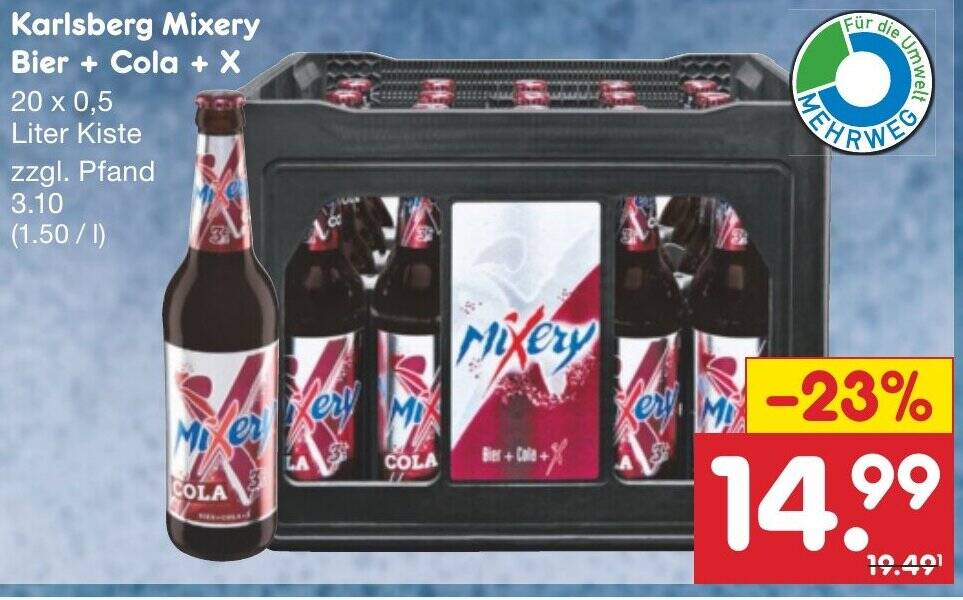 Karlsberg Mixery Bier + Cola + X 20 x 0,5 Liter Kiste Angebot bei Netto ...