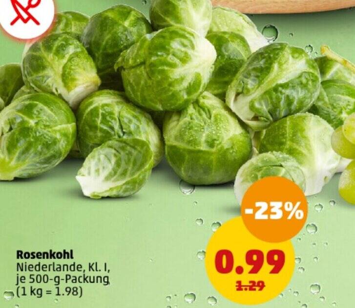 Rosenkohl 500 g Packung Angebot bei PENNY