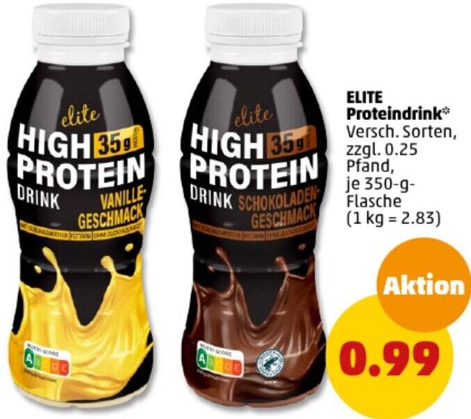 ELITE Proteindrink 350 g Flasche Angebot bei PENNY