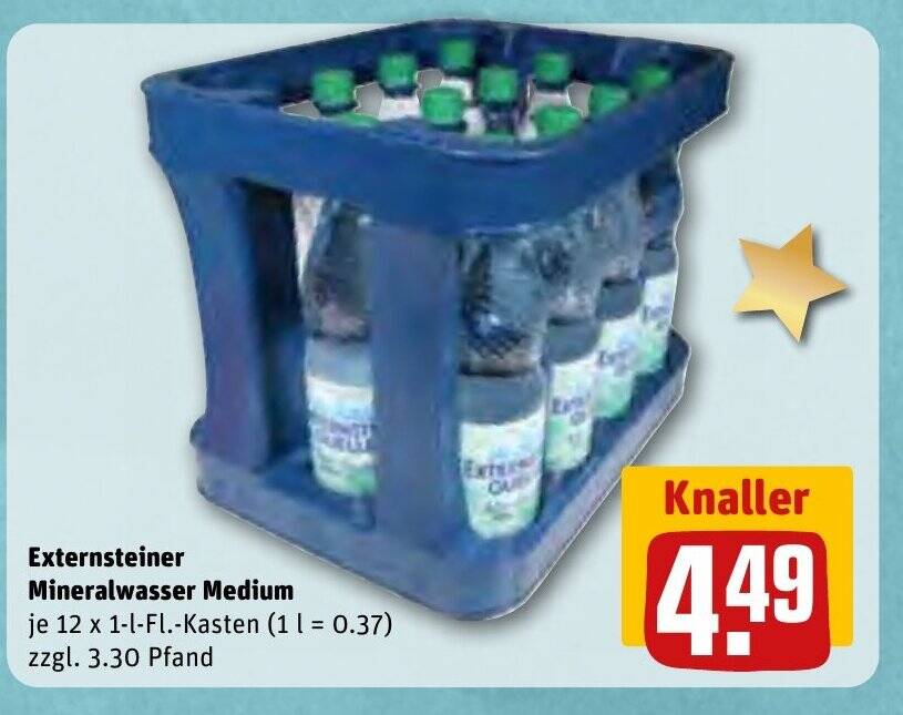 Externsteiner Mineralwasser Medium je 12 x 1-l-Fl.-Kasten Angebot bei REWE