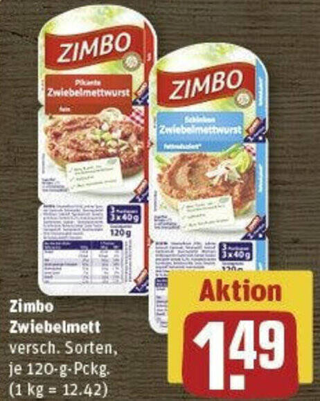 Zimbo Zwiebelmett 120 g Pckg. Angebot bei REWE