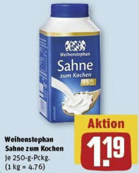 Weihenstephan Sahne zum Kochen 250 g Pckg. Angebot bei REWE