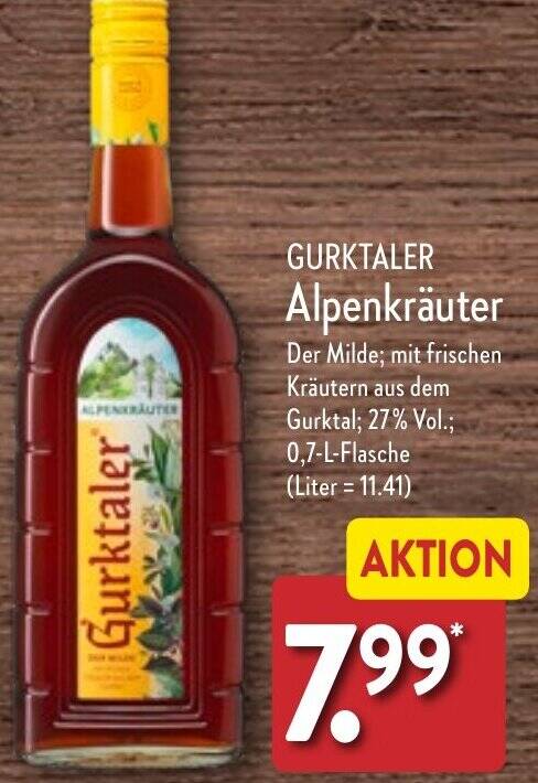 GURKTALER Alpenkräuter 0,7 L Flasche Angebot bei Aldi Nord
