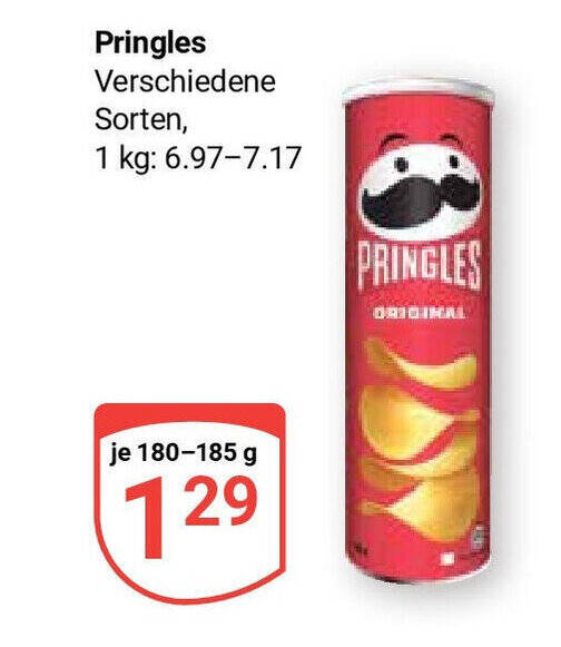 Pringles Verschiedene Sorten, je 180-185 g Angebot bei Globus