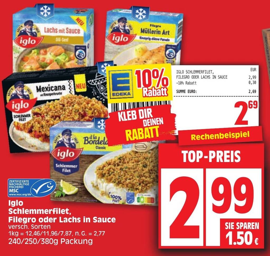 Iglo Schlemmerfilet, Filegro oder Lachs in Sauce 240/250/380 g Packung ...