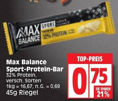 Max Balance Sport-Protein Bar 45 g Riegel Angebot bei Edeka