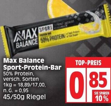 Max Balance Sport-Protein-Bar 45/50g Riegel Angebot bei Edeka
