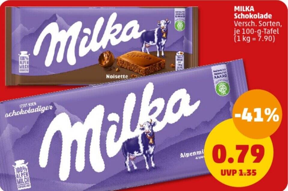 MILKA Schokolade 100 g Tafel Angebot bei PENNY