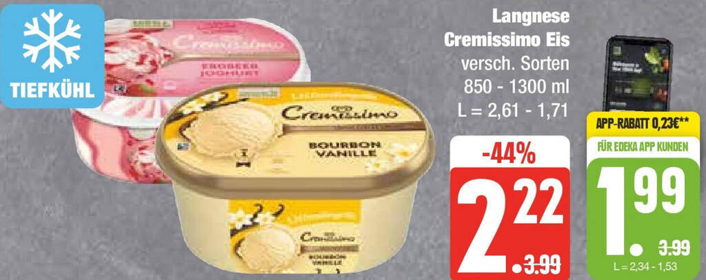 Langnese Cremissimo Eis 850 - 1300 ml Angebot bei Edeka