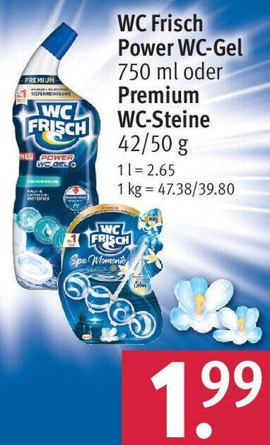 WC Frisch Power WC-Gel 750 ml oder Premium WC-Steine 42/50 g Angebot ...