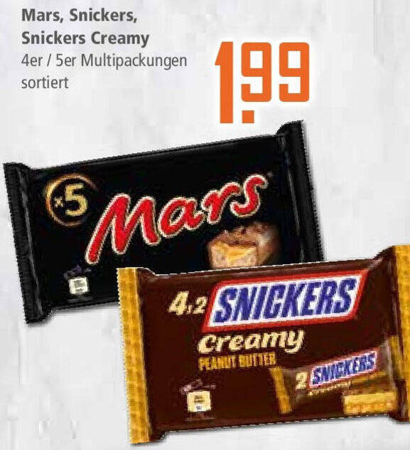 Mars, Snickers, Snickers Creamy 4er / 5er Multipackungen Angebot bei ...