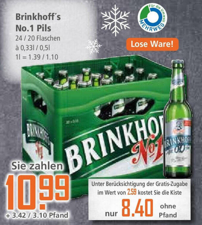 Brinkhoff's No.1 Pils 24x0,33/20x0,5 L Angebot bei Klaas und Kock