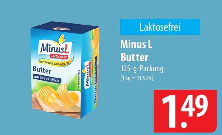 Minus L Butter 125-g-Packung Angebot bei Famila Nord Ost