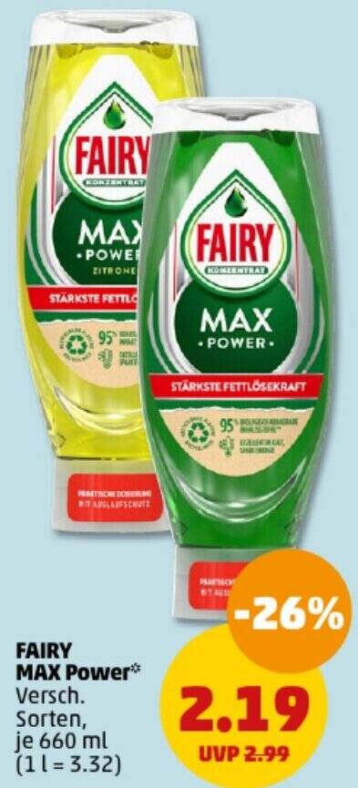 FAIRY MAX Power 660 ml Angebot bei PENNY