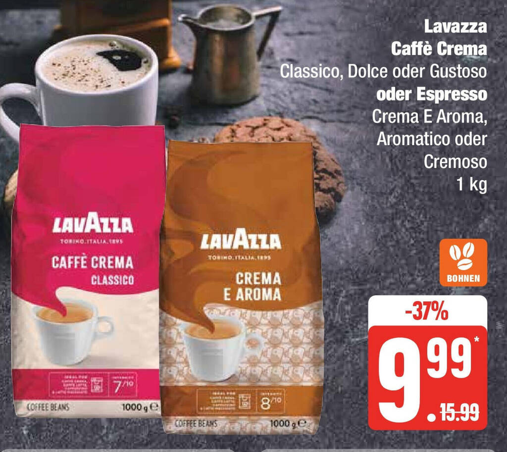Lavazza Caffè Crema oder Espresso 1 kg Angebot bei Edeka