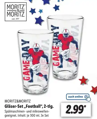 MORITZ&MORITZ Gläser-Set ,,Football", 2-tlg. Angebot bei Lidl