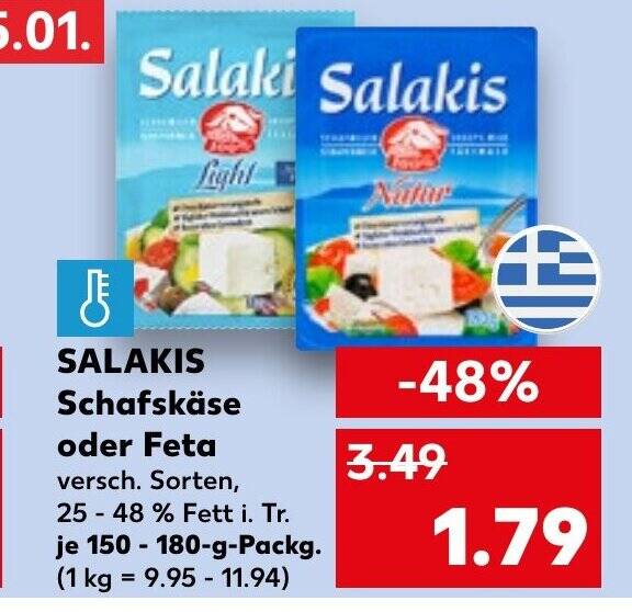 SALAKIS Schafskäse oder Feta 150-180-g-Packg. Angebot bei Kaufland