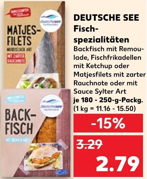 DEUTSCHE SEE Fisch- spezialitäten 180-250 g Packg. Angebot bei Kaufland