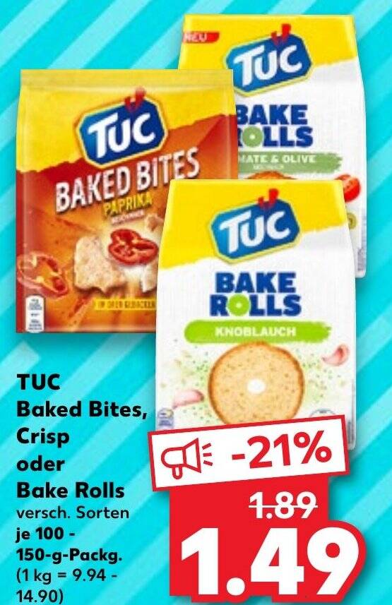 TUC Baked Bites, Crisp oder Bake Rolls 100 - 150-g-Packg. Angebot bei ...