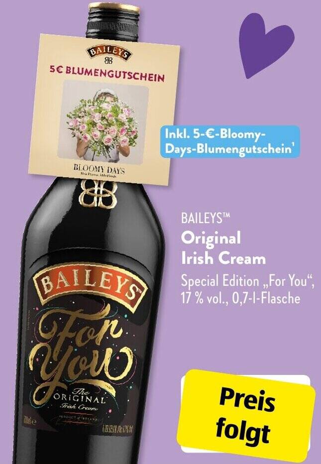 BAILEYS Original Irish Cream 0,7 L Flasche Angebot bei Aldi Süd