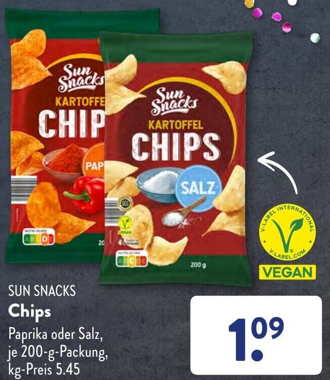 SUN SNACKS Chips 200 g Packung Angebot bei Aldi Süd