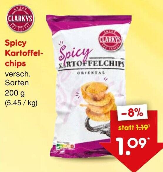CLARKYS Spicy Kartoffelchips 200 g Angebot bei Netto Marken-Discount