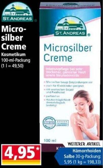 ST. ANDREAS Microsilber Creme 100 ml Packung Angebot bei Norma