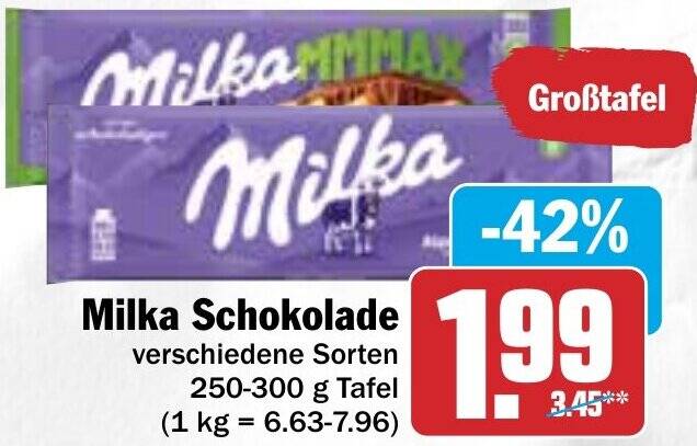 Milka Schokolade 250-300 g Tafel Angebot bei HIT