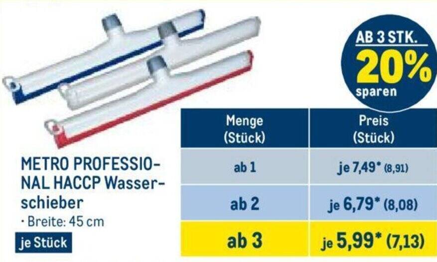 METRO PROFESSIONAL HACCP Wasserschieber Angebot bei METRO