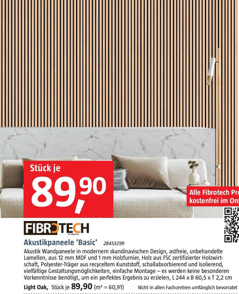 FIBROTECH Akustikpaneele 'Basic' Angebot bei Bauhaus