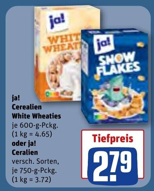ja! Cerealien White Wheaties je 600-g-Pckg. oder ja! Ceralien 750g ...