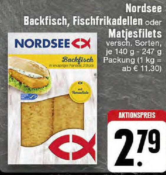 Nordsee Backfisch, Fischfrikadellen oder Matjesfilets 140 g - 247 g ...