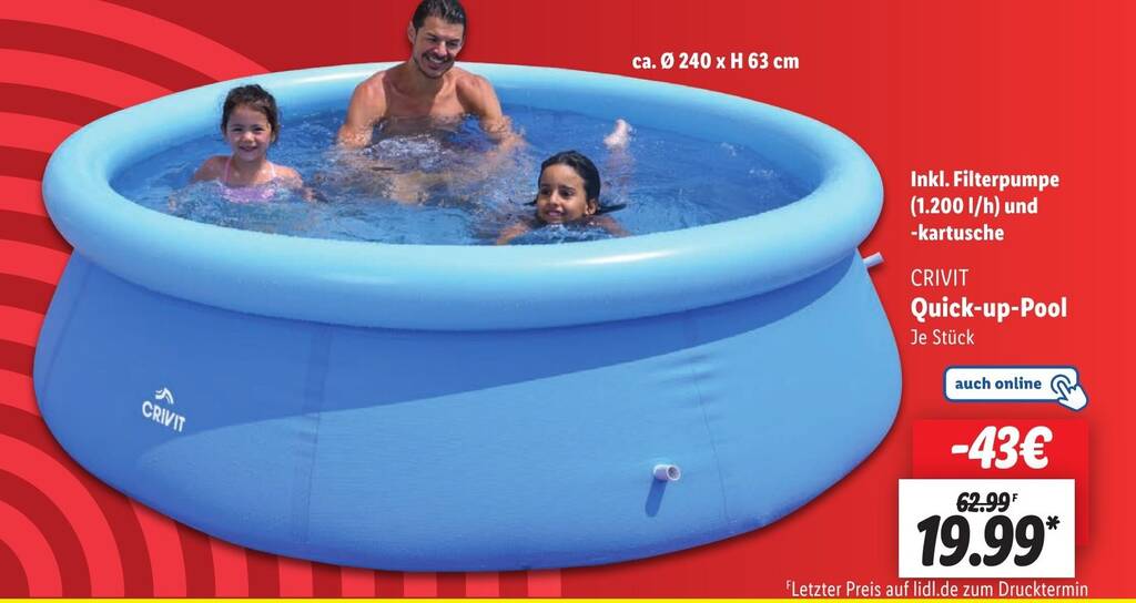 CRIVIT Quick-up-Pool Angebot bei Lidl