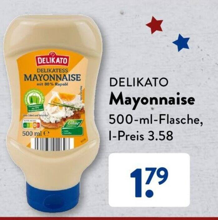 DELIKATO Mayonnaise 500-ml-Flasche Angebot bei Aldi Süd
