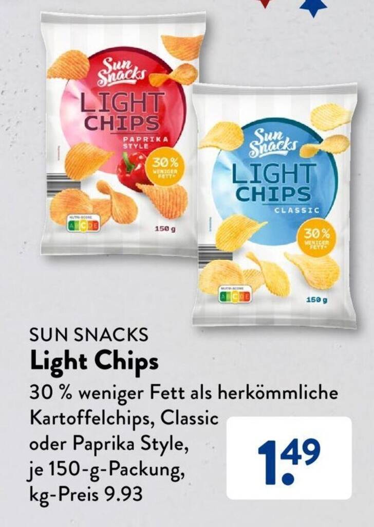Sun Snacks LIGHT CHIPS je 150-g Angebot bei Aldi Süd
