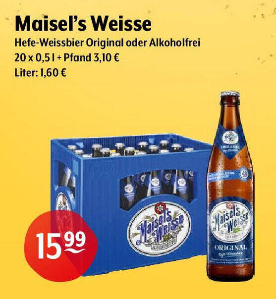 Maisel's Weisse Hefe-Weissbier Original oder Alkoholfrei 20*500ml ...