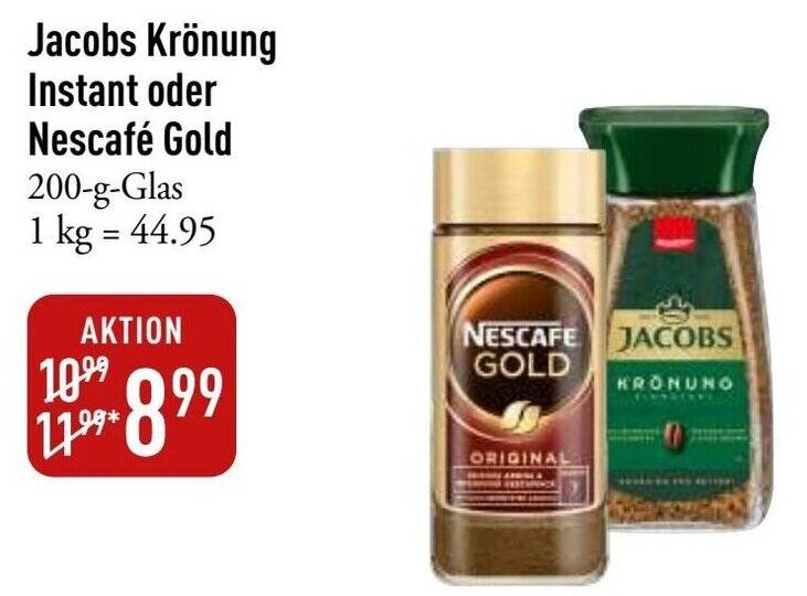 Jacobs Krönung Instant oder Nescafé Gold 200 g Glas Angebot bei Galeria ...