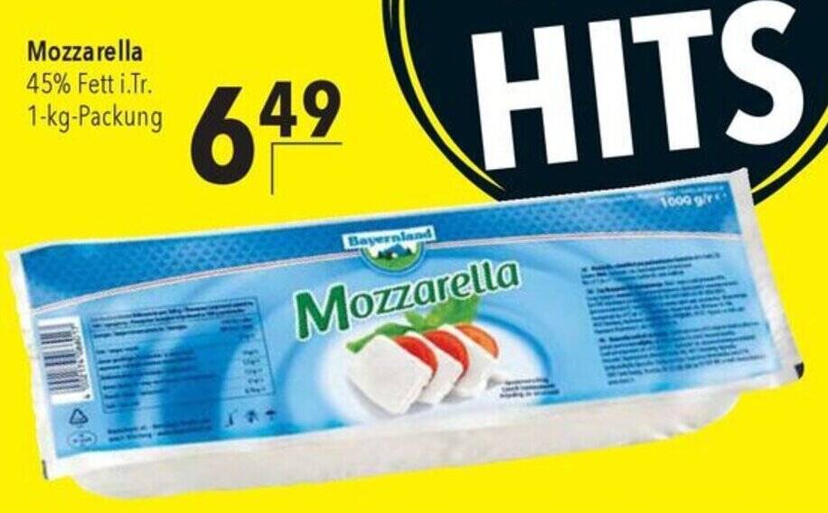 Bayernland Mozzarella 1 kg Packung Angebot bei CITTI Markt