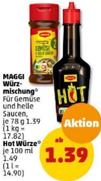 MAGGI Würzmischung 78 g oder Hot Würze 100 ml Angebot bei PENNY