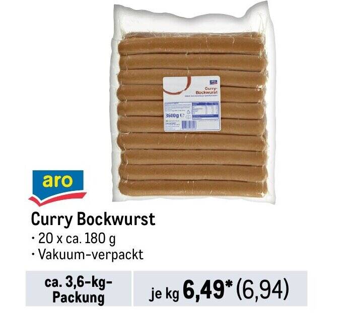 aro Curry Bockwurst je kg Angebot bei METRO