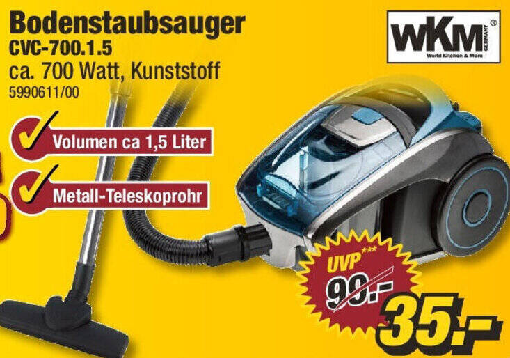 WKM Bodenstaubsauger CVC-700.1.5 Angebot bei Poco