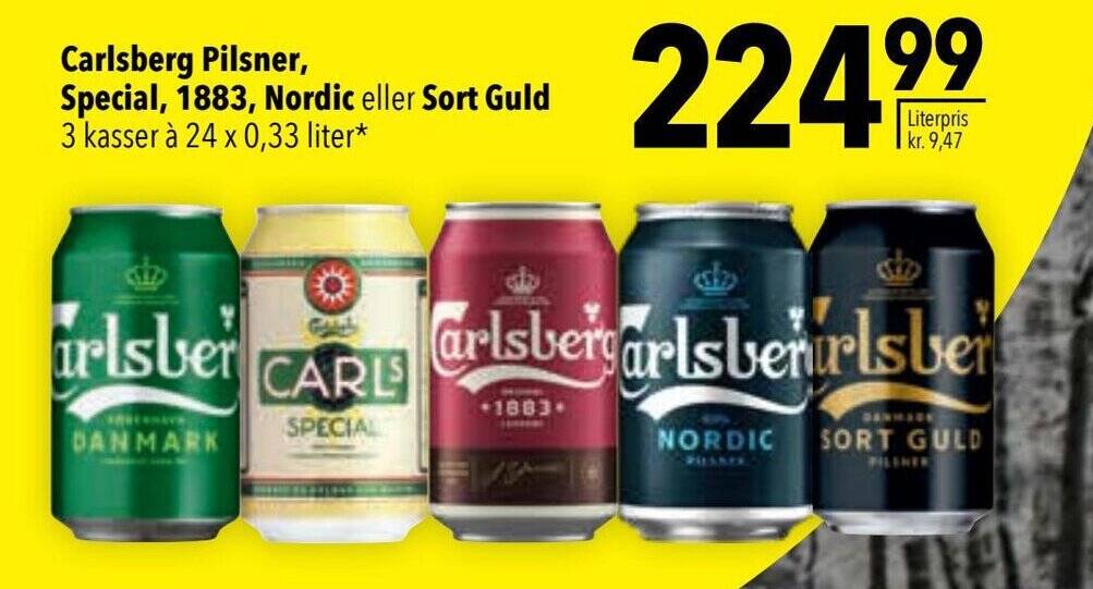 Carlsberg Pilsner, Special, 1883, Nordic eller Sort Guld 3 kasser à 24 ...