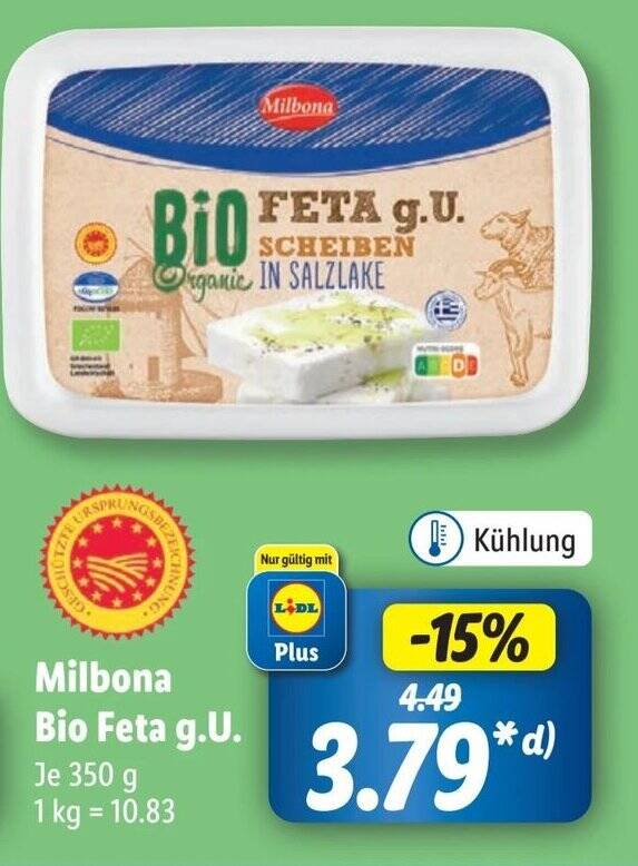 Milbona Bio Feta g.U. 350 g Angebot bei Lidl