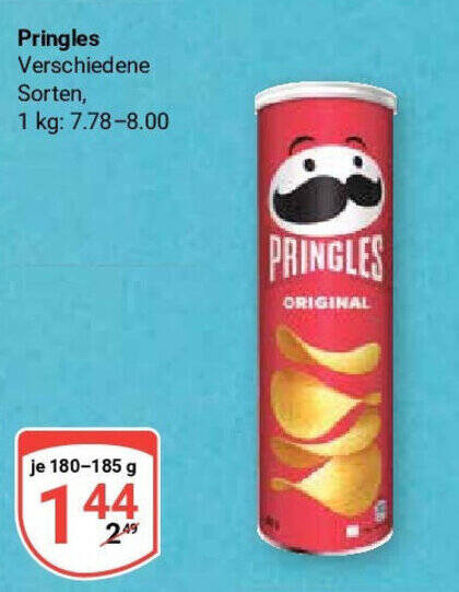 Pringles Verschiedene Sorten, je 180-185 g Angebot bei Globus