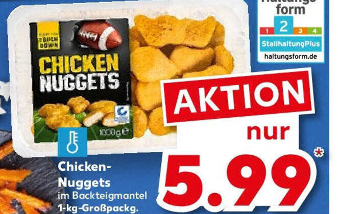 Chicken-Nuggets 1-kg-Großpackg. Angebot bei Kaufland