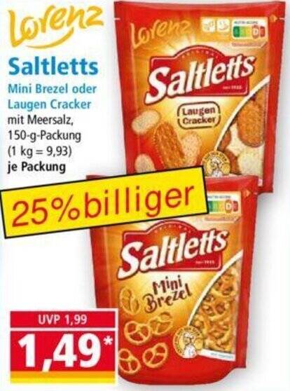 Lorenz Saltletts 150 g Packung Angebot bei Norma
