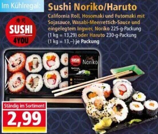 SUSHI 4YOU Sushi Noriko/Haruto 225/230 g Packung Angebot bei Norma